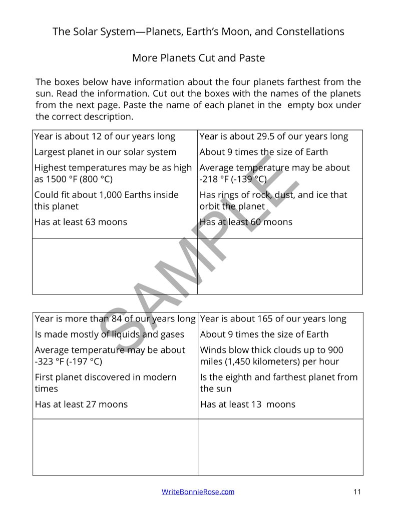 The Solar System: Planets, Earth's Moon & Constellations Activities ...