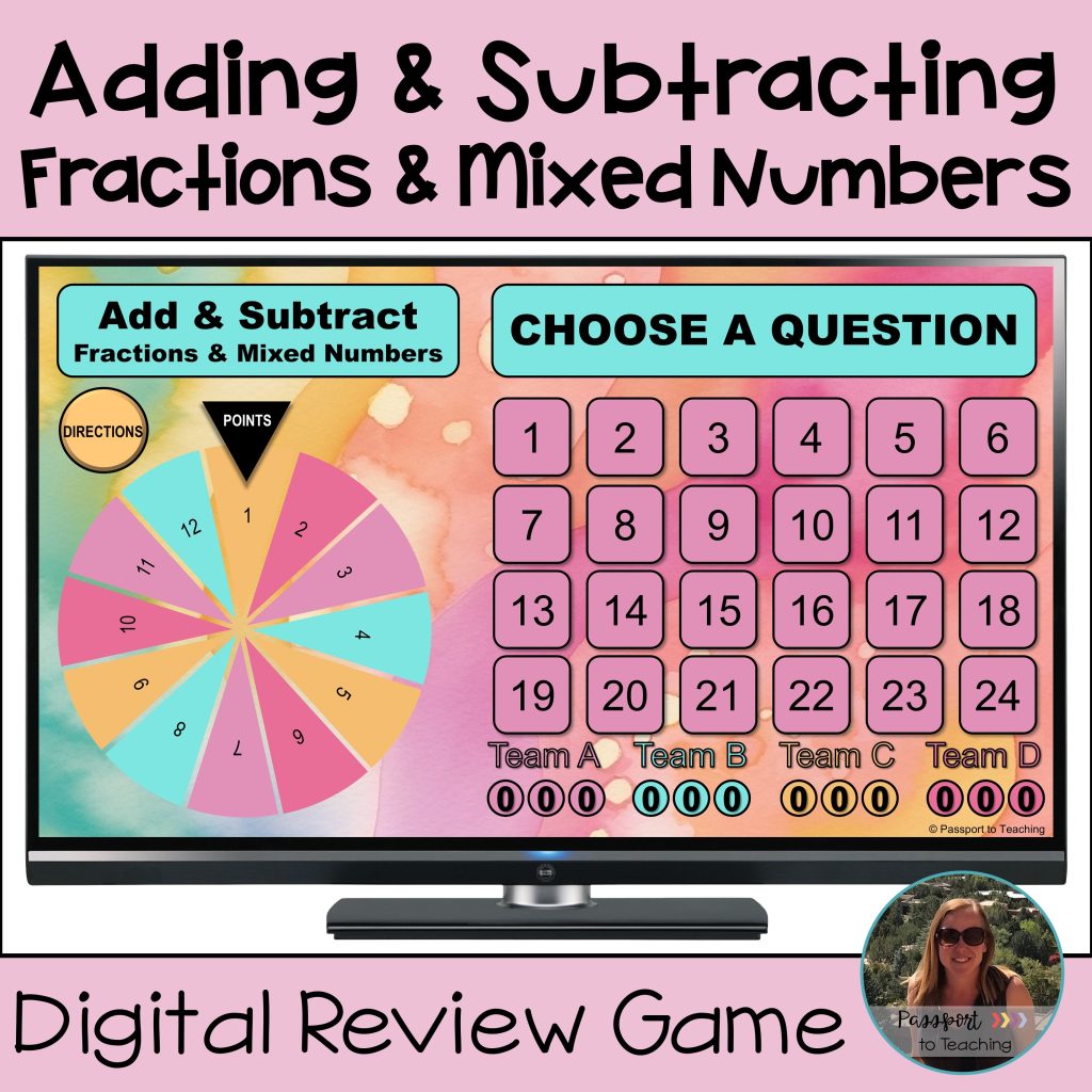 Adding and Subtracting Fractions & Mixed Numbers Digital Activity Game ...