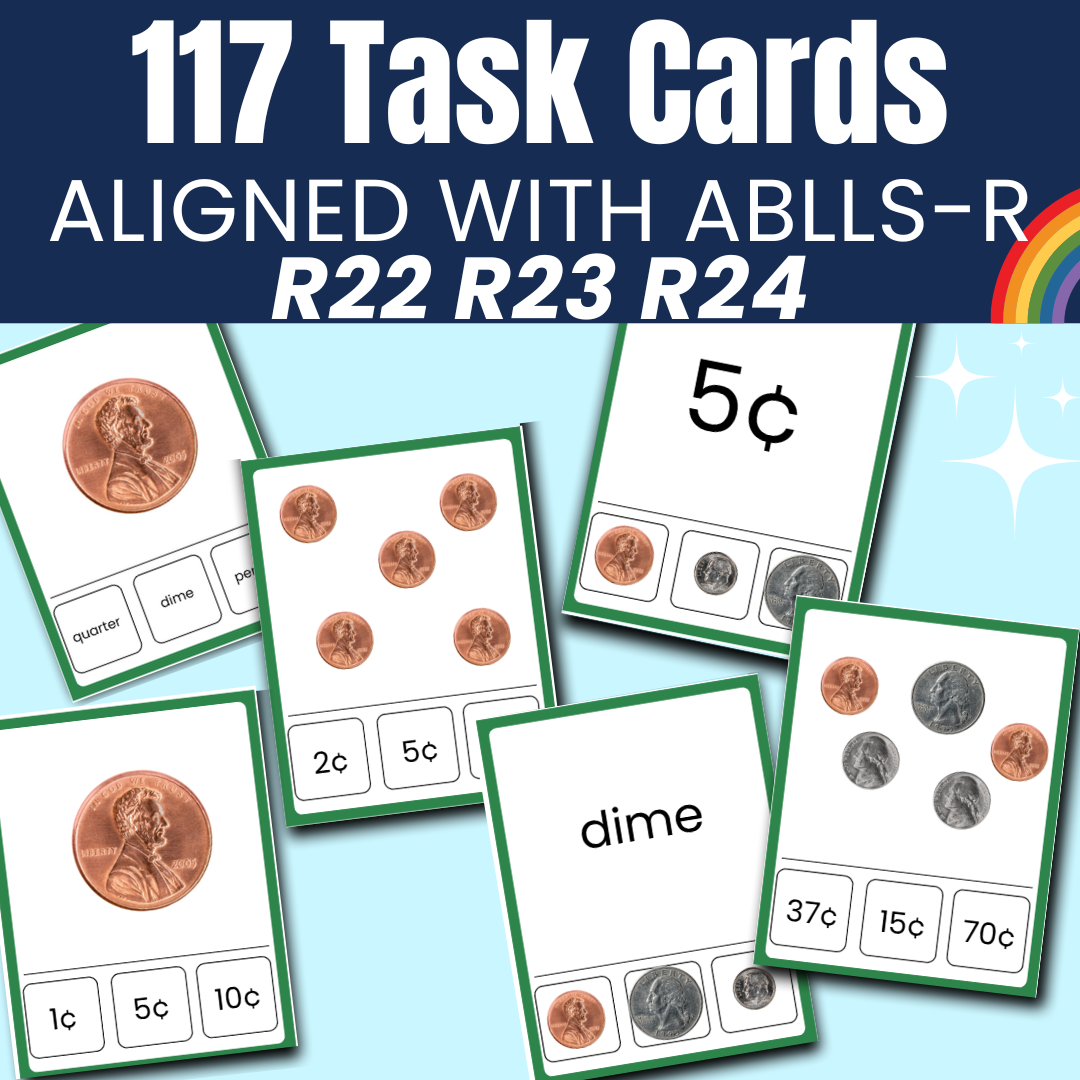 Counting Money Coin ID Bundle Aligned w ABLLS R22 R23 R24 ID & Count ...