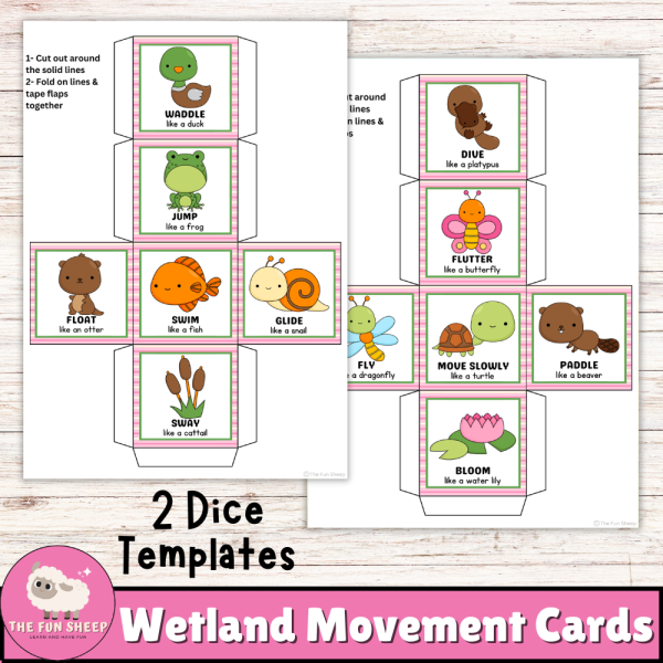 Wetland Movement Cards | Pond Animals Dice Game Brain Break Transition ...