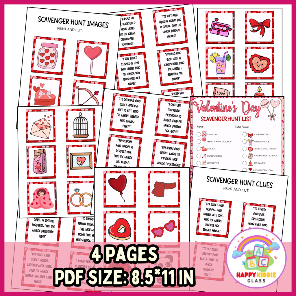 Valentine’s Day Scavenger Hunt with Picture Cards To Hide Fun Classroom ...