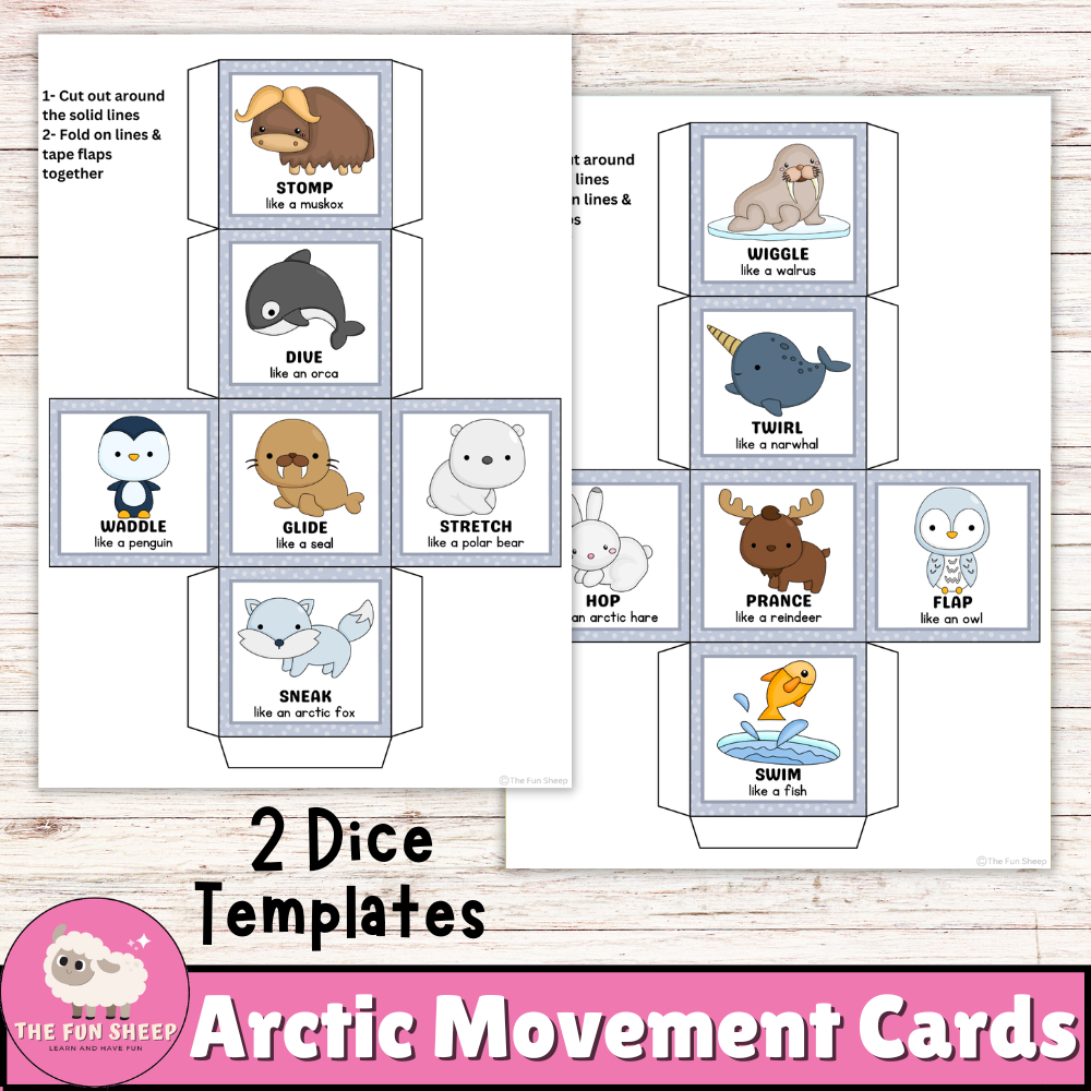 Arctic Movement Cards | Polar Animal Dice Game Brain Break Transition ...