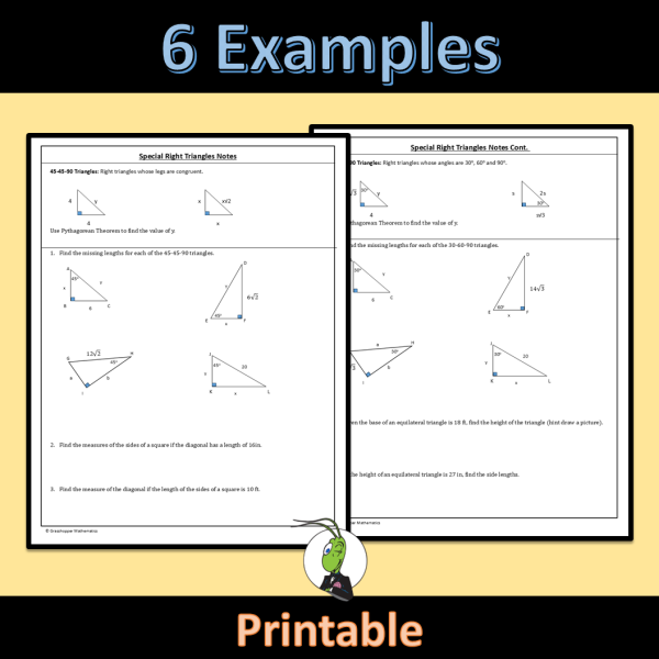 Special Right Triangles Geometry Guided Notes Trigonometry Unit | Made ...