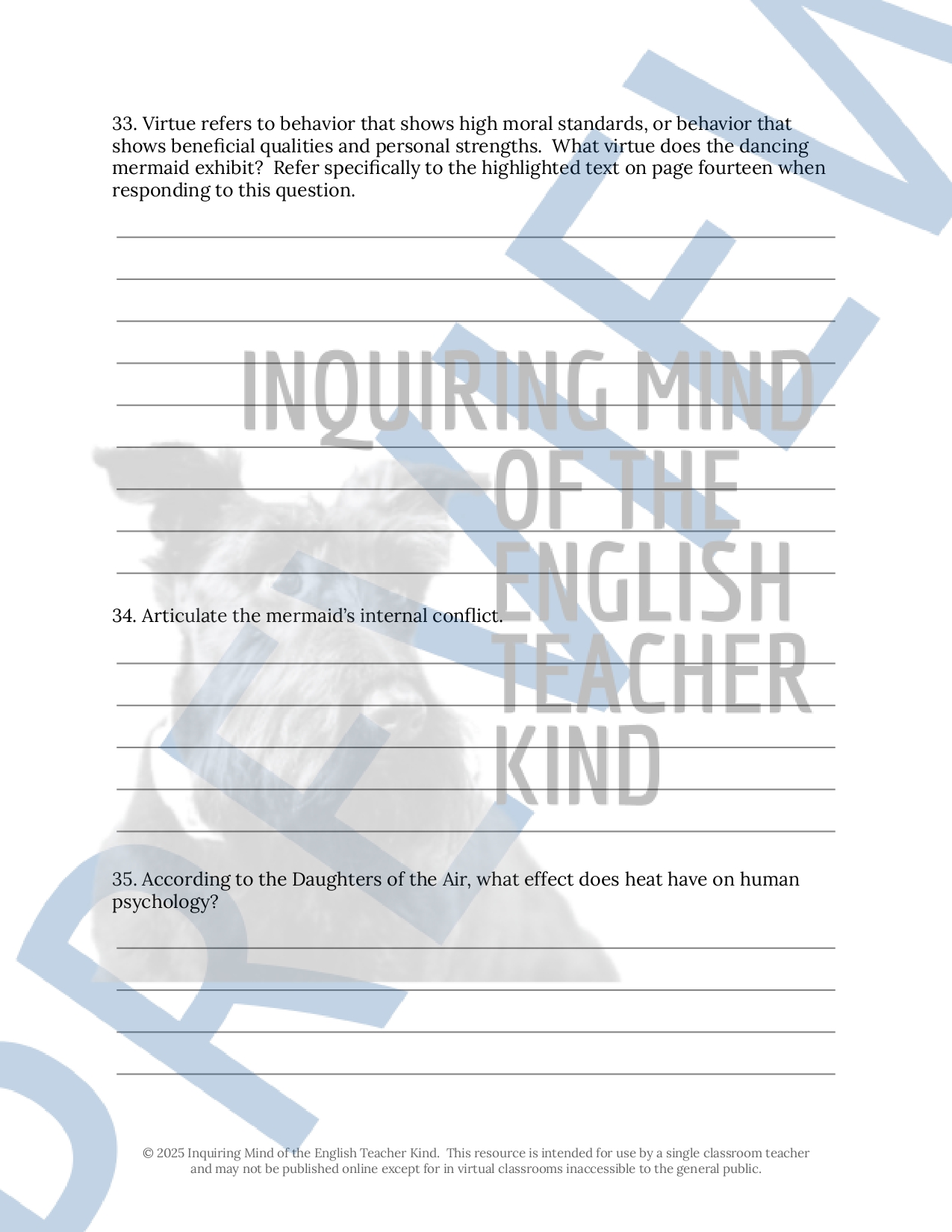 "The Little Mermaid" by Hans Christian Andersen Close Reading Worksheet ...