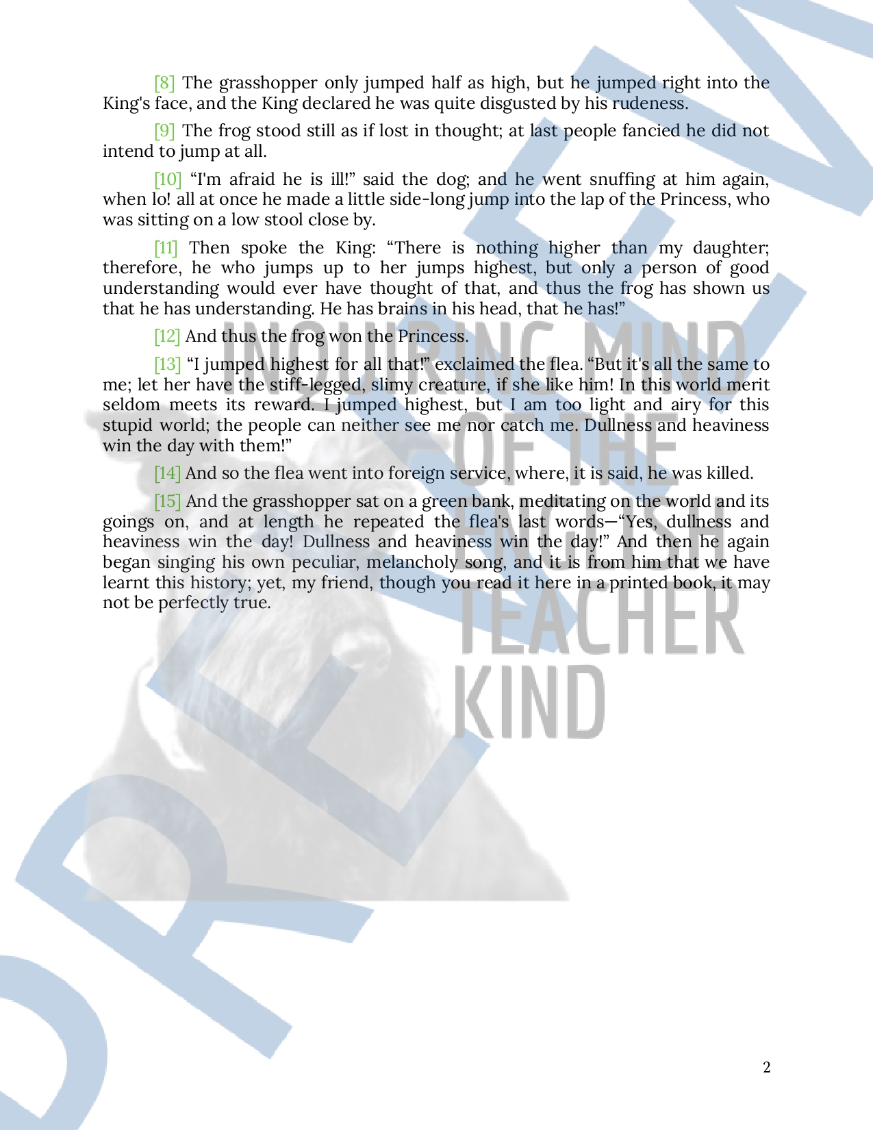 "The Leap Frog" by Hans Christian Andersen Close Reading Analysis ...