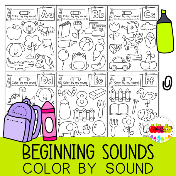 Letter Work and Beginning Sounds Worksheets for Kindergarten | Color by ...
