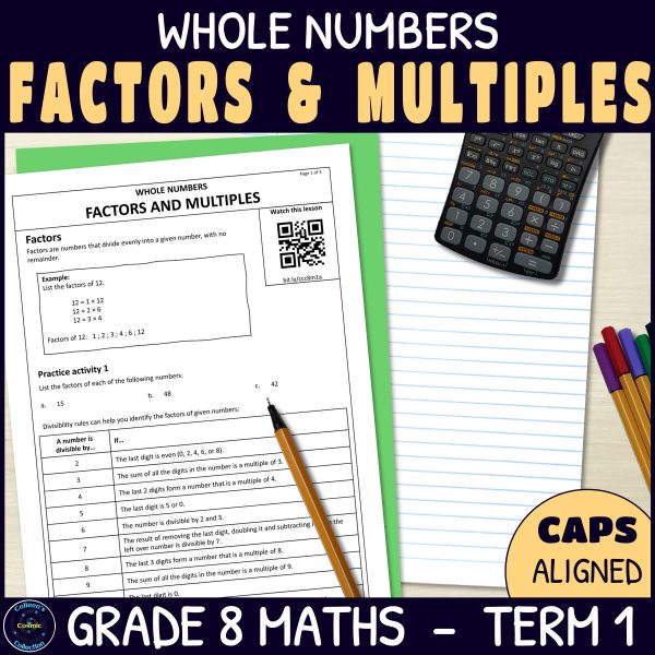 Factors and Multiples FREEBIE - Grade 8 Maths Term 1 Lesson 1 CAPS ...