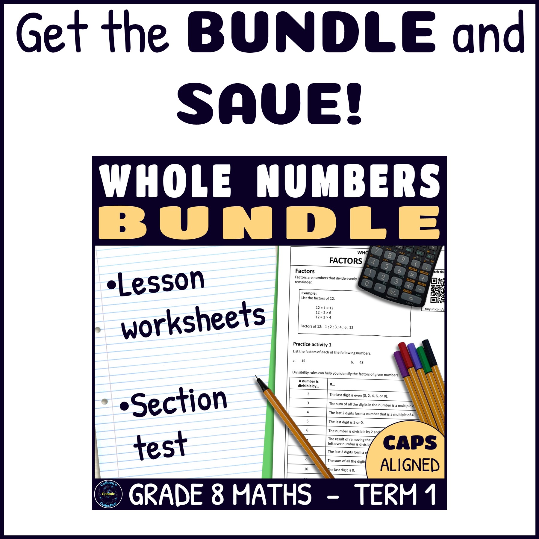 Factors and Multiples FREEBIE - Grade 8 Maths Term 1 Lesson 1 CAPS ...