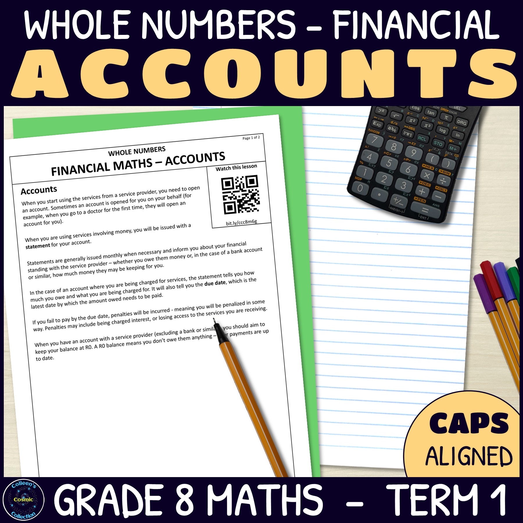 Accounts in Financial Maths - Grade 8 Maths Term 1 Lesson 6g CAPS ...