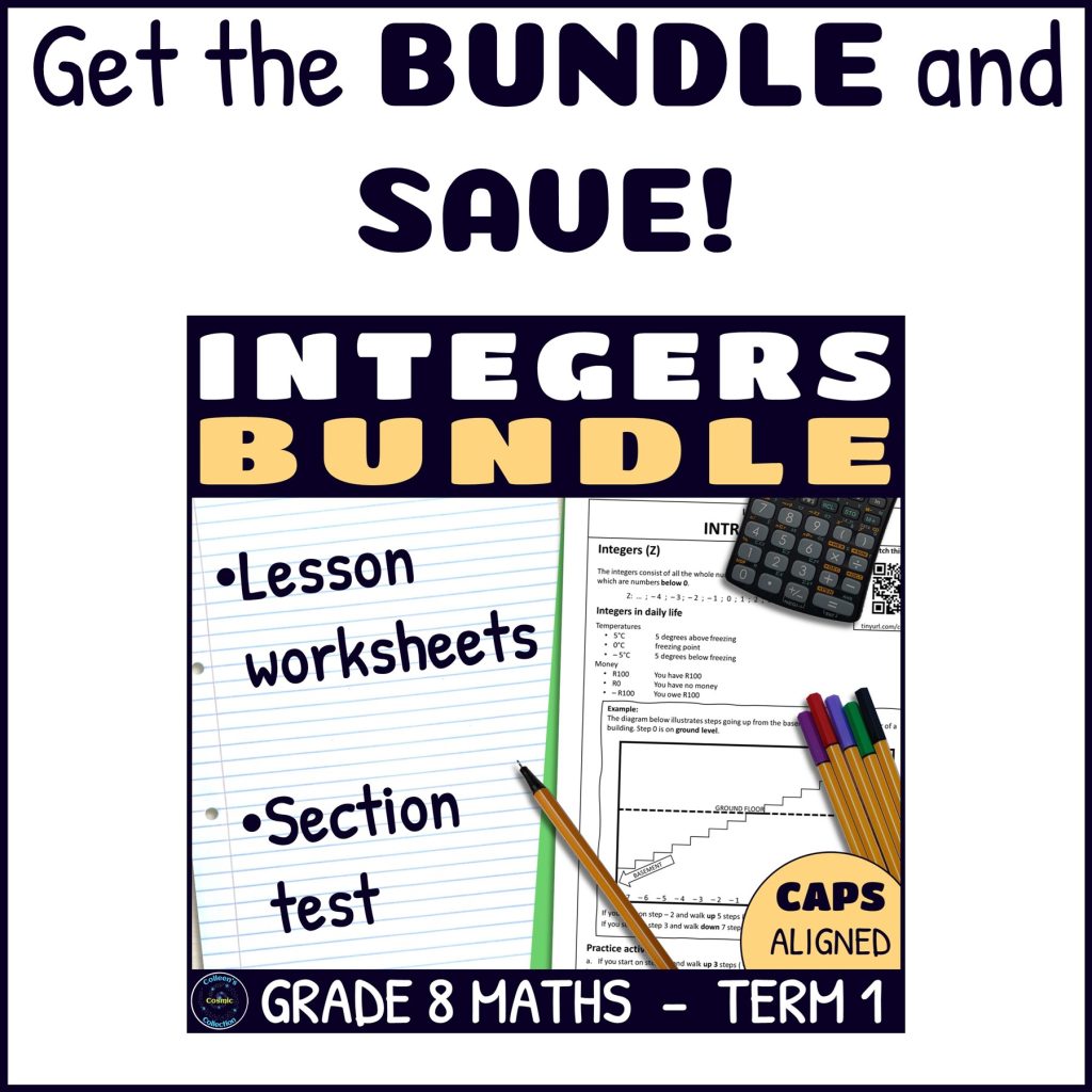 Integers Test - Grade 8 Maths Term 1 Section Test 2 CAPS - Made By Teachers