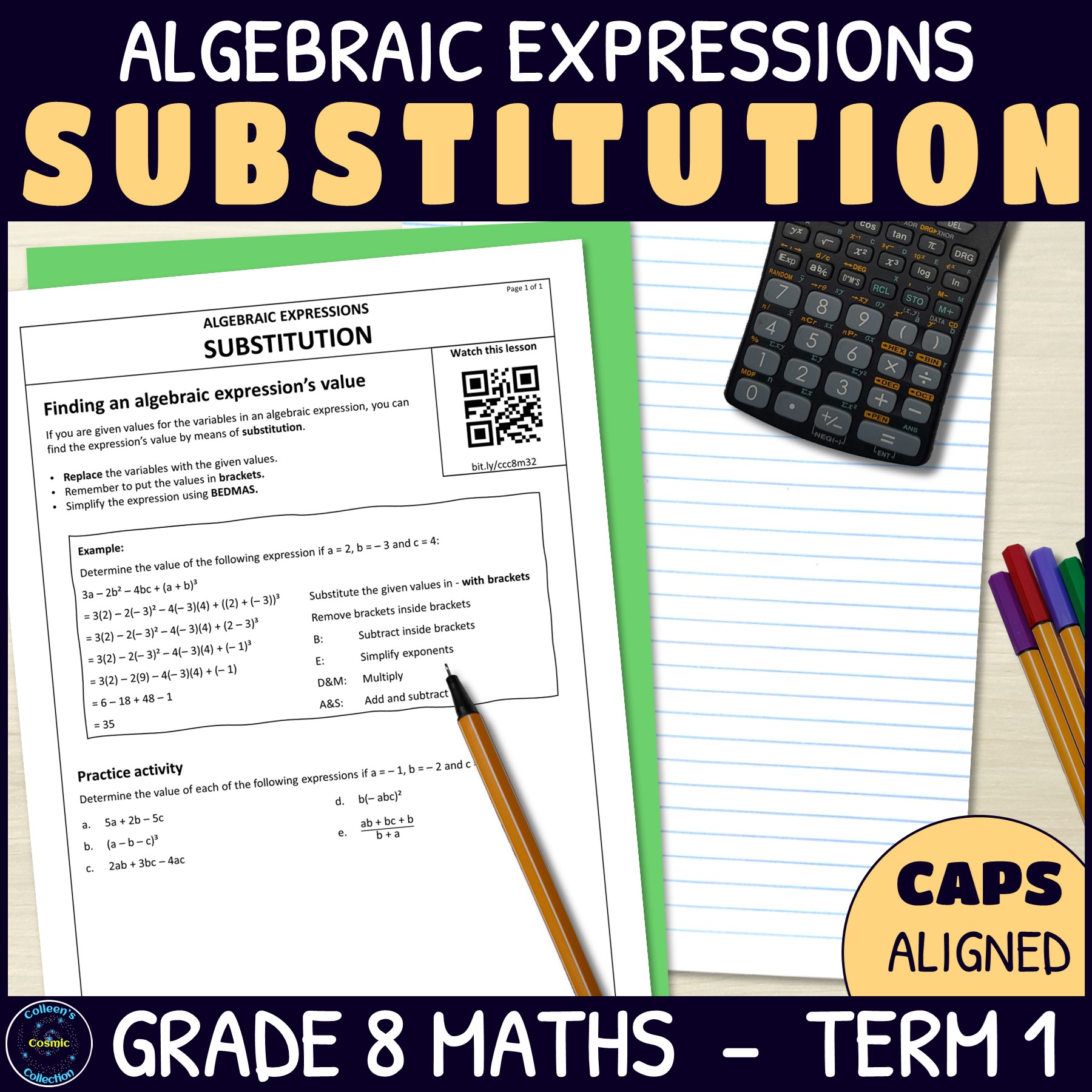 Substitution with Algebraic Expressions - Grade 8 Maths Term 1 Lesson ...