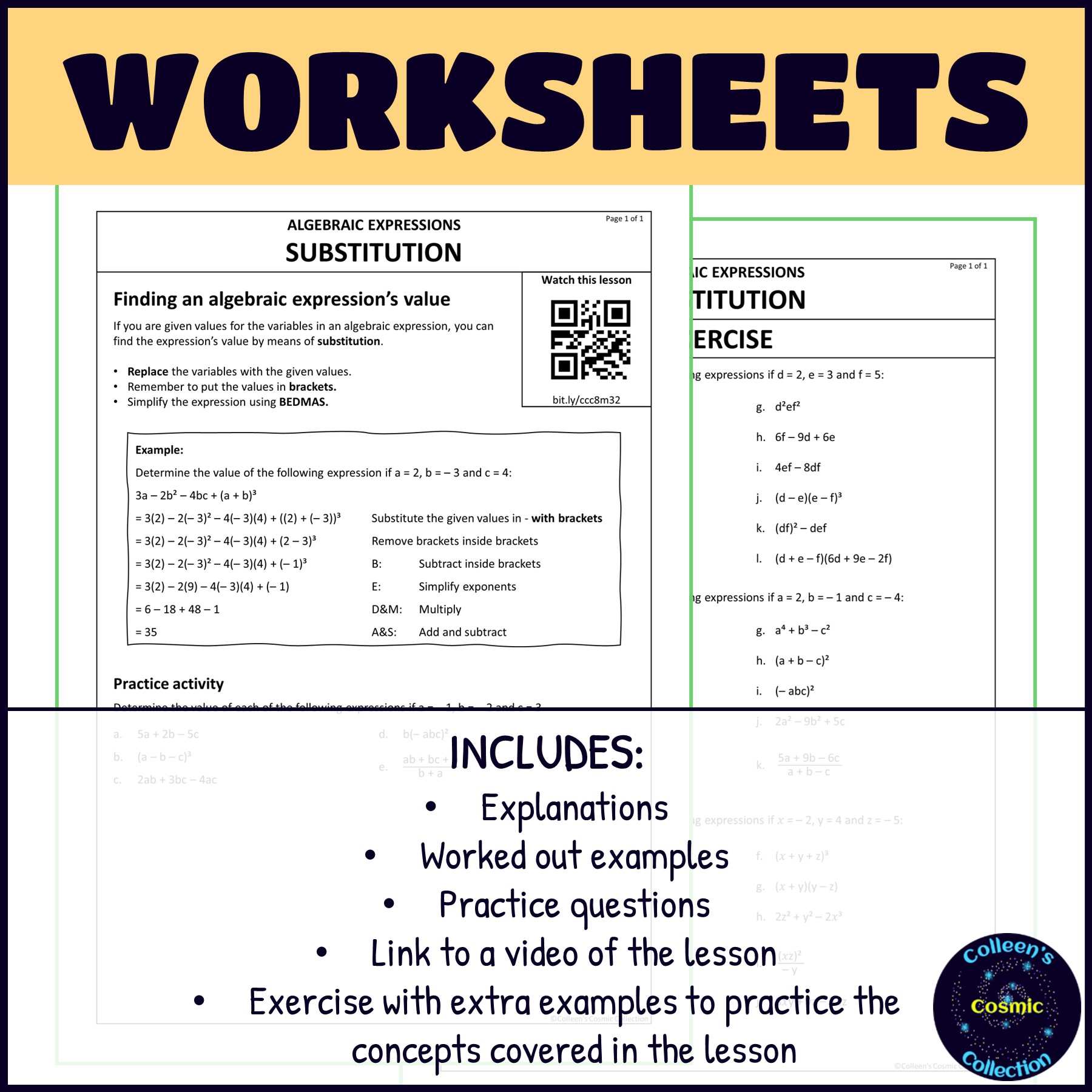 Substitution with Algebraic Expressions - Grade 8 Maths Term 1 Lesson ...