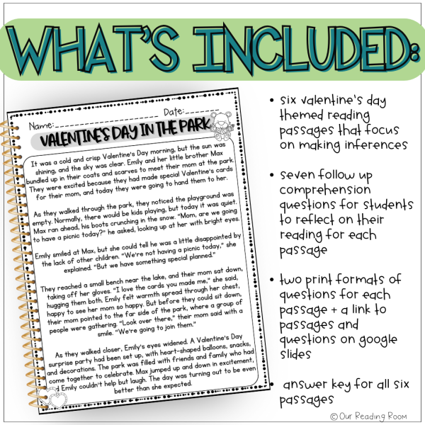 Valentine's Day Making Inferences Reading Comprehension: Digital ...