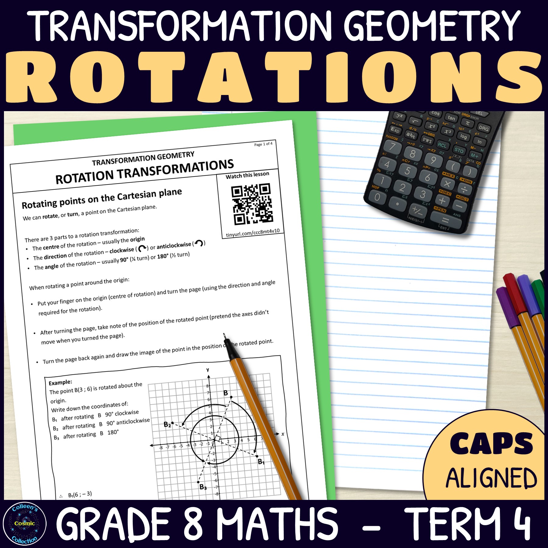 Rotations in Transformation Geometry - Grade 8 Maths Term 4 Lesson 10 ...