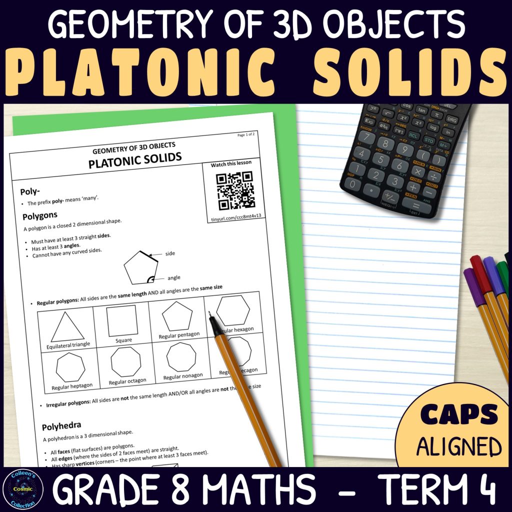 Polyhedra and Platonic Solids - Grade 8 Maths Term 4 Lesson 13 CAPS ...