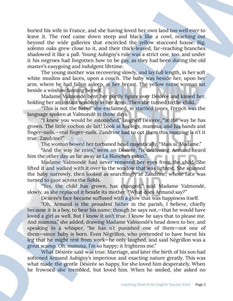 "Desiree's Baby" by Kate Chopin Vocabulary Games and Activities | Made ...