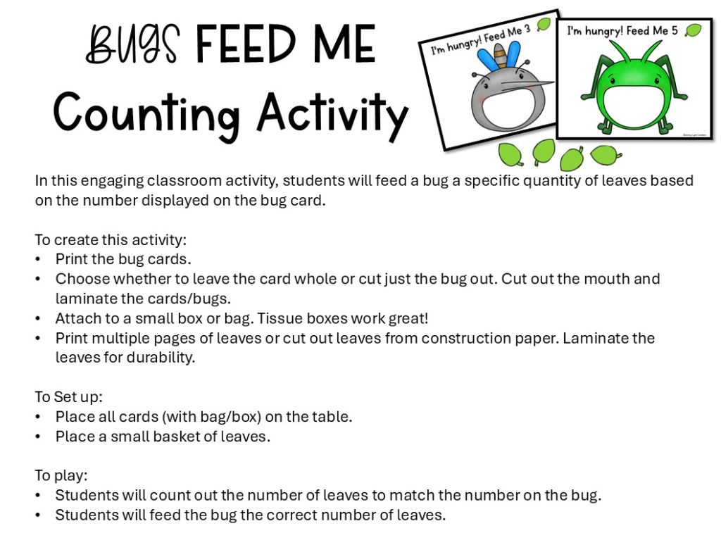 Bugs Feed Me Counting Activity | Made By Teachers
