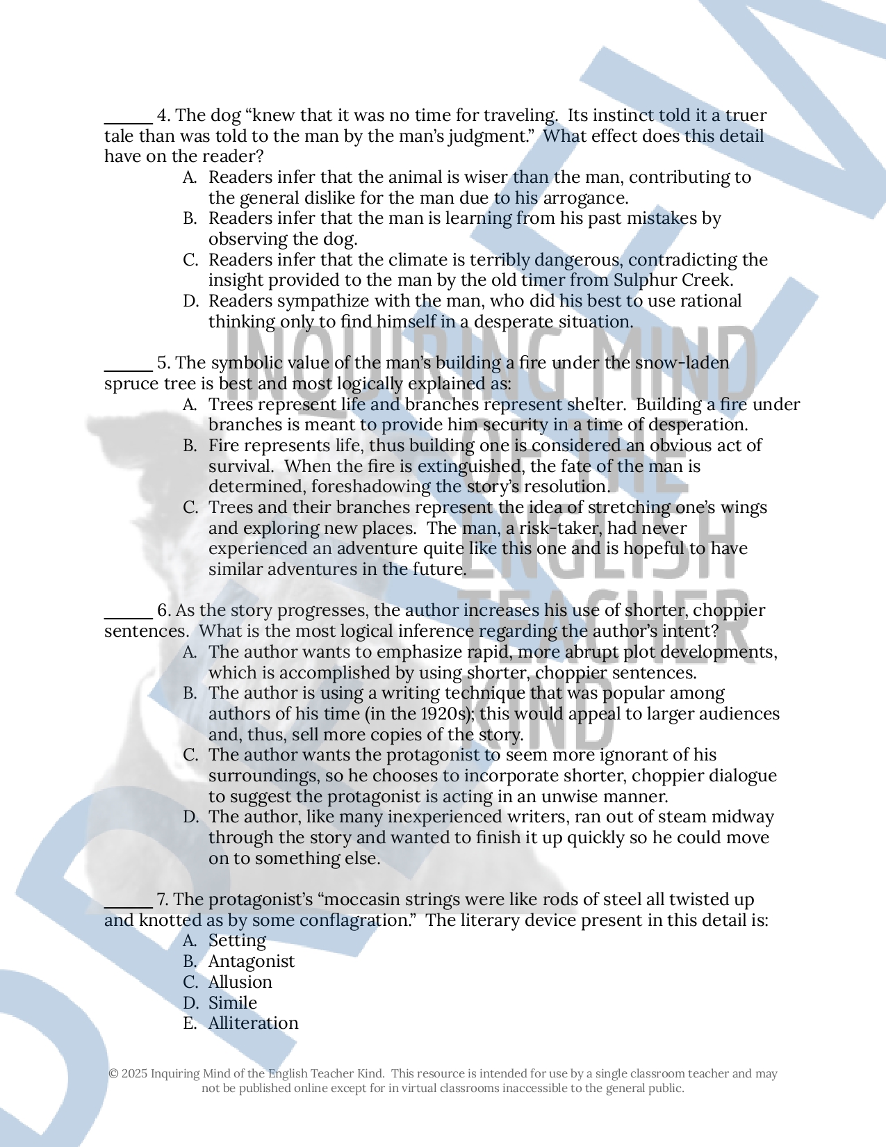"To Build a Fire" by Jack London Quiz, Worksheets, Vocabulary Games ...