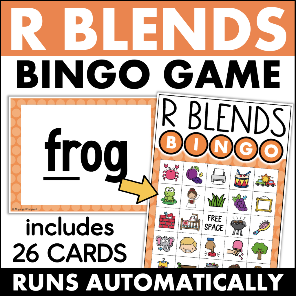 R Blends Bingo Game Fun Phonics Review Consonant Blends BR CR DR FR GR ...