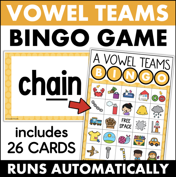 A Vowel Teams and Diphthongs BINGO Game Fun Phonics Review Practice AI ...