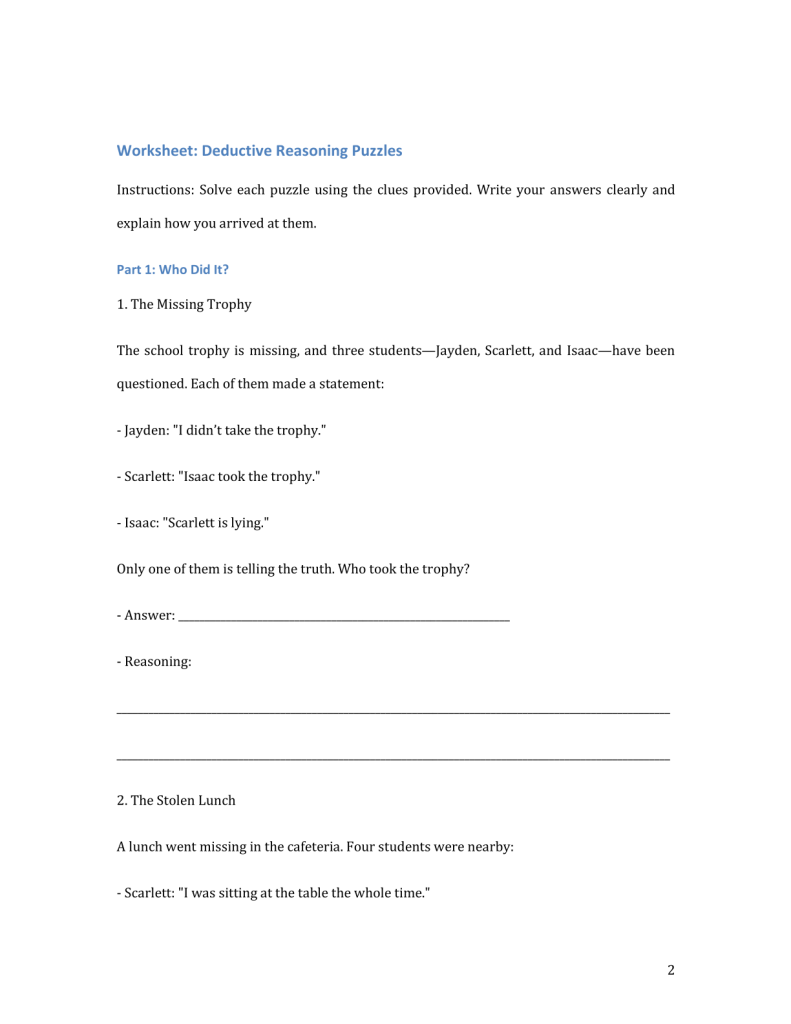 Deductive Reasoning Puzzles Worksheet Bundle (Book 1) | Made By Teachers