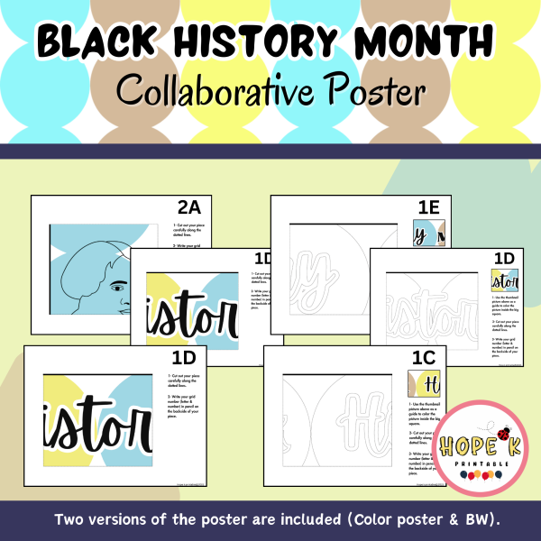 Black History Month Collaborative Poster | Bulletin Board | Coloring ...