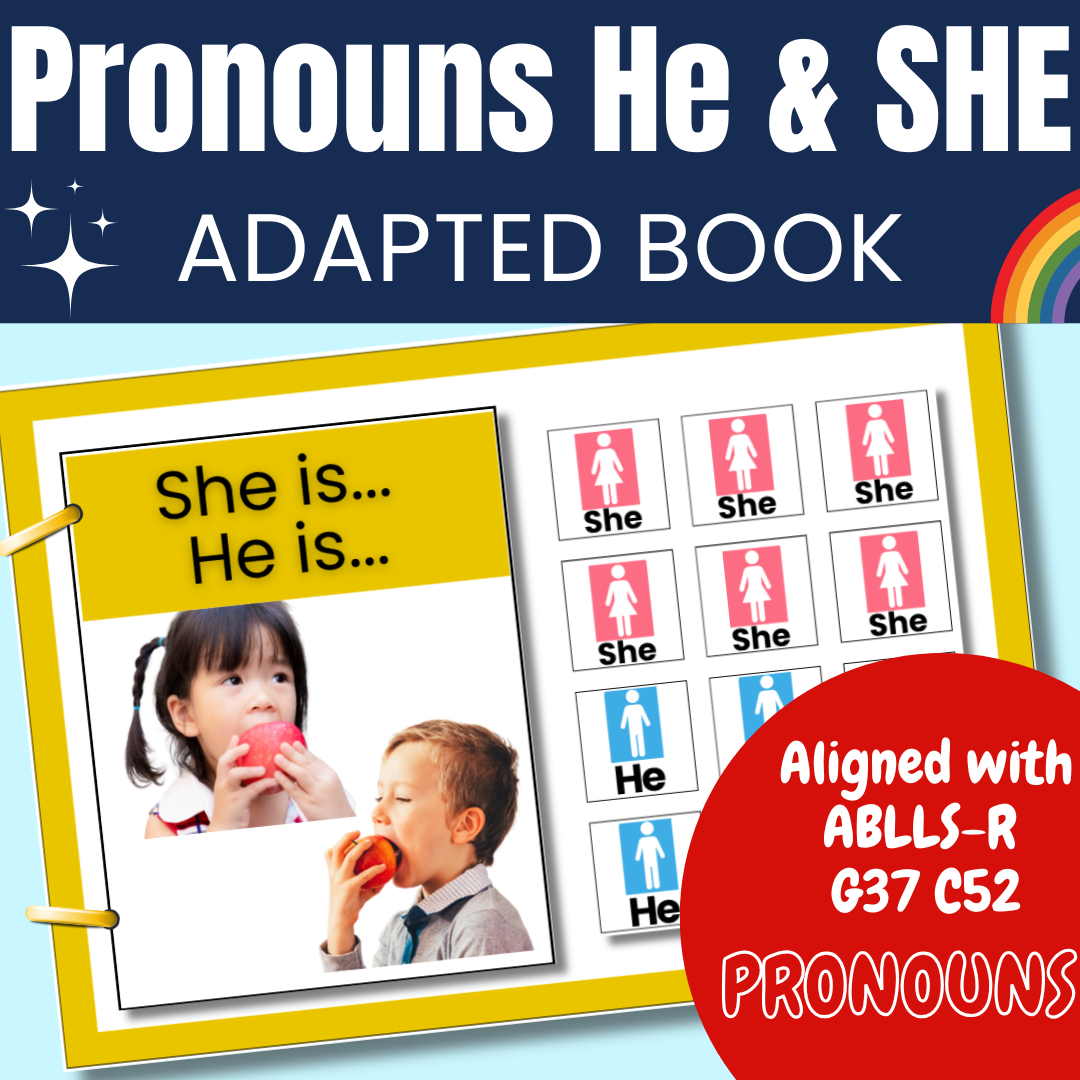 He She They Pronouns Adapted Books Bundle ID Align w ABLLS-r C52 G37 ID ...