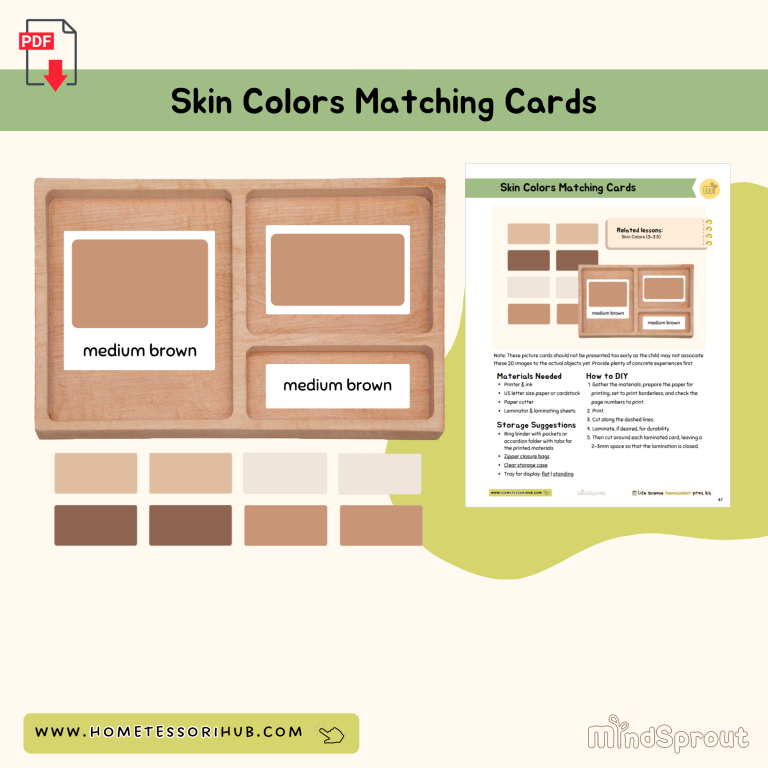 Skin Colors Matching Cards Zoology Montessori Printable Material | Made ...