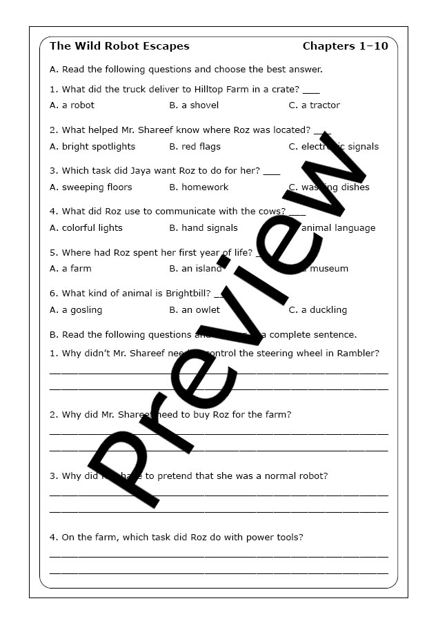 Peter Brown "The Wild Robot Escapes" worksheets | Made By Teachers