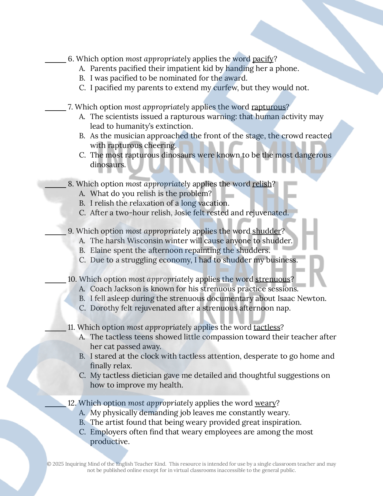 "The Garden Party" Quiz, Worksheet, Vocabulary Games, and Emergency ...