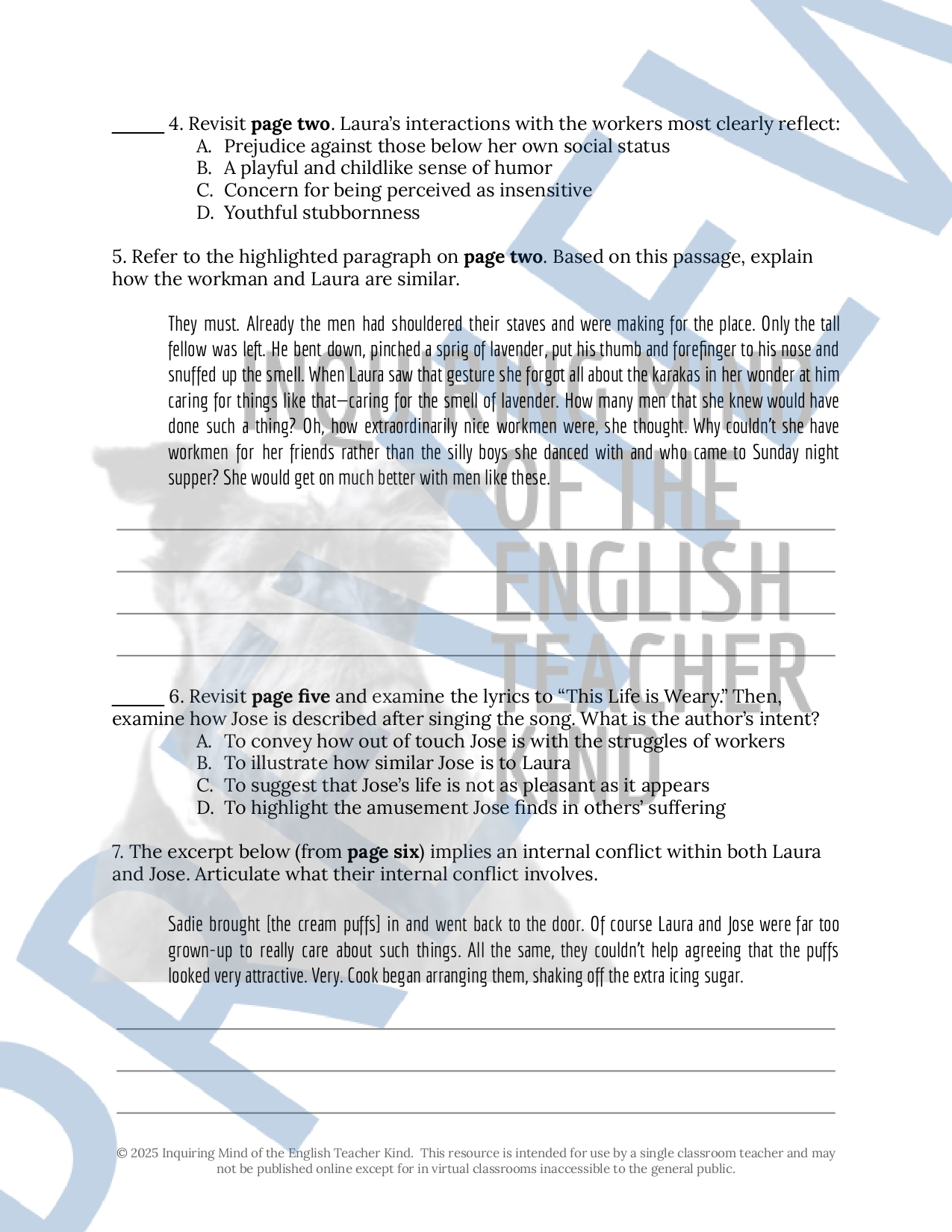 "The Garden Party" Quiz, Worksheet, Vocabulary Games, and Emergency ...