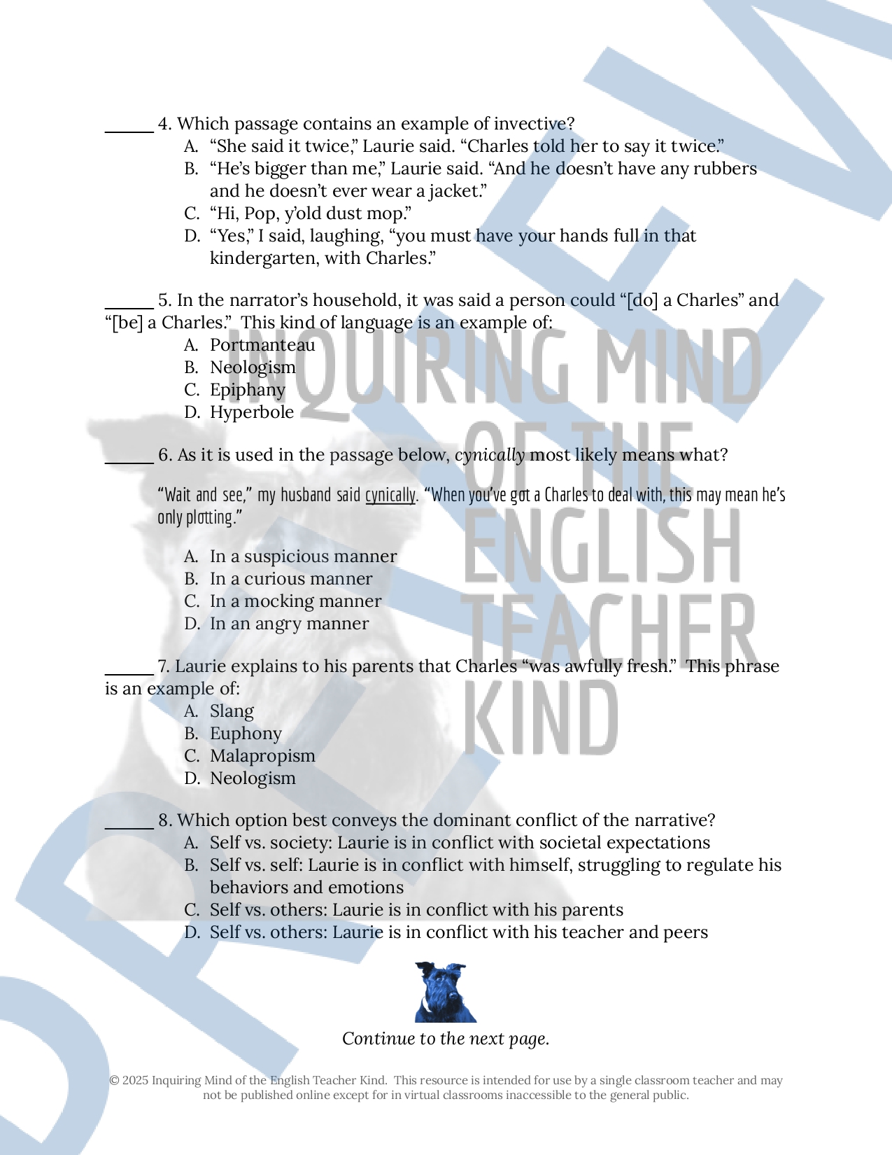 "Charles" by Shirley Jackson Quiz, Close Reading Worksheet, and ...