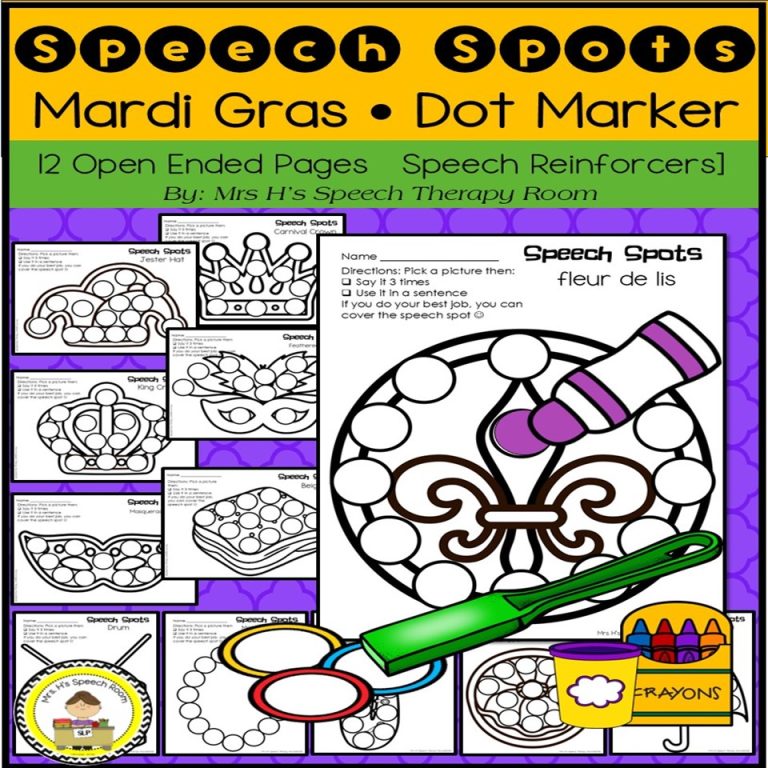 Mardi Gras Theme Dot Marker Activities for Speech Therapy - Made By ...
