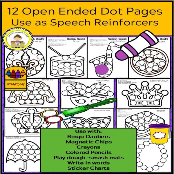 Mardi Gras Theme Dot Marker Activities for Speech Therapy - Made By ...