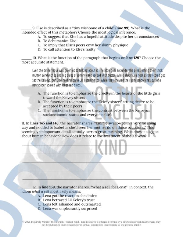 "The Doll's House" by Katherine Mansfield Close Reading Inference ...