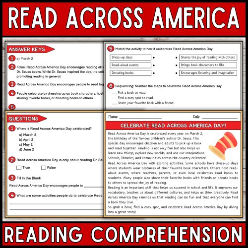 Read Across America Day Reading Comprehension Passage and Questions ...