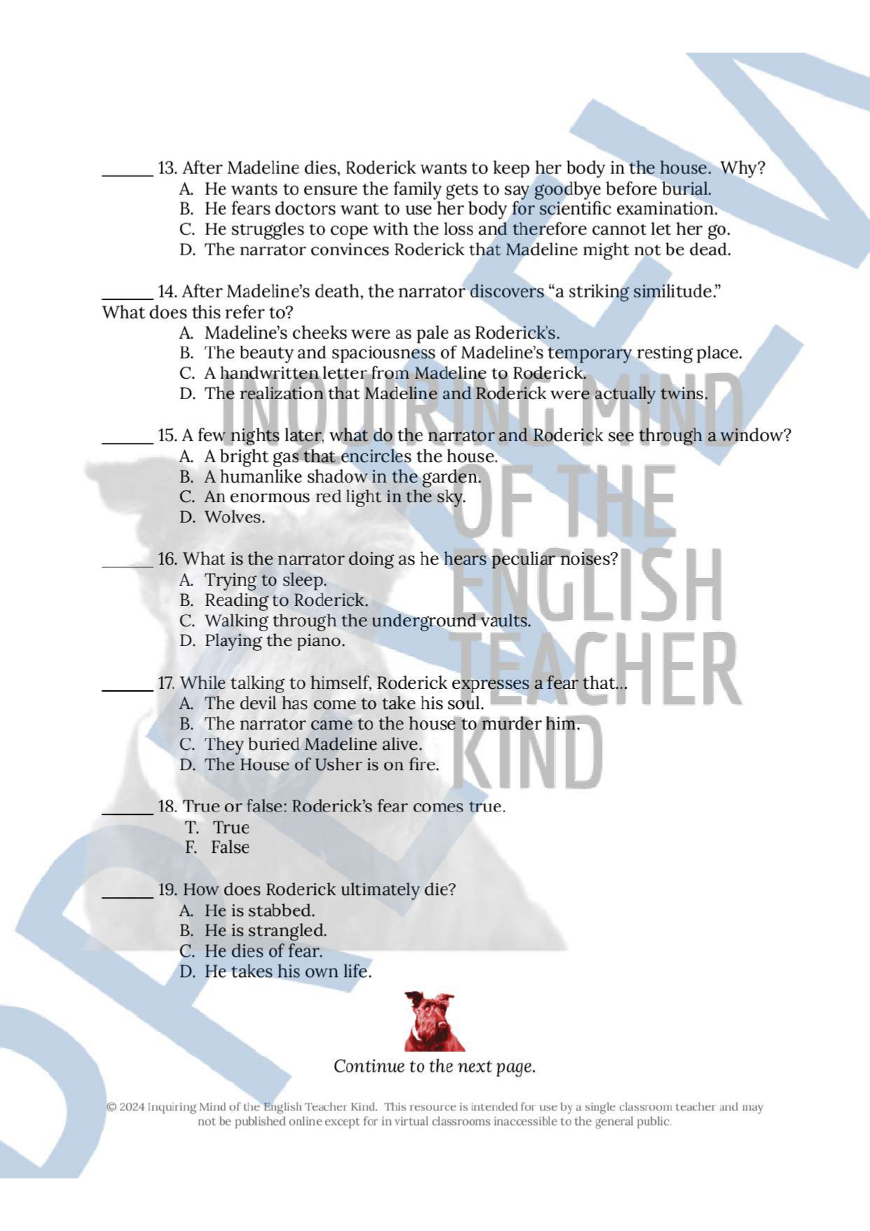Edgar Allan Poe's Short Stories - Quizzes and Analysis Activities ...