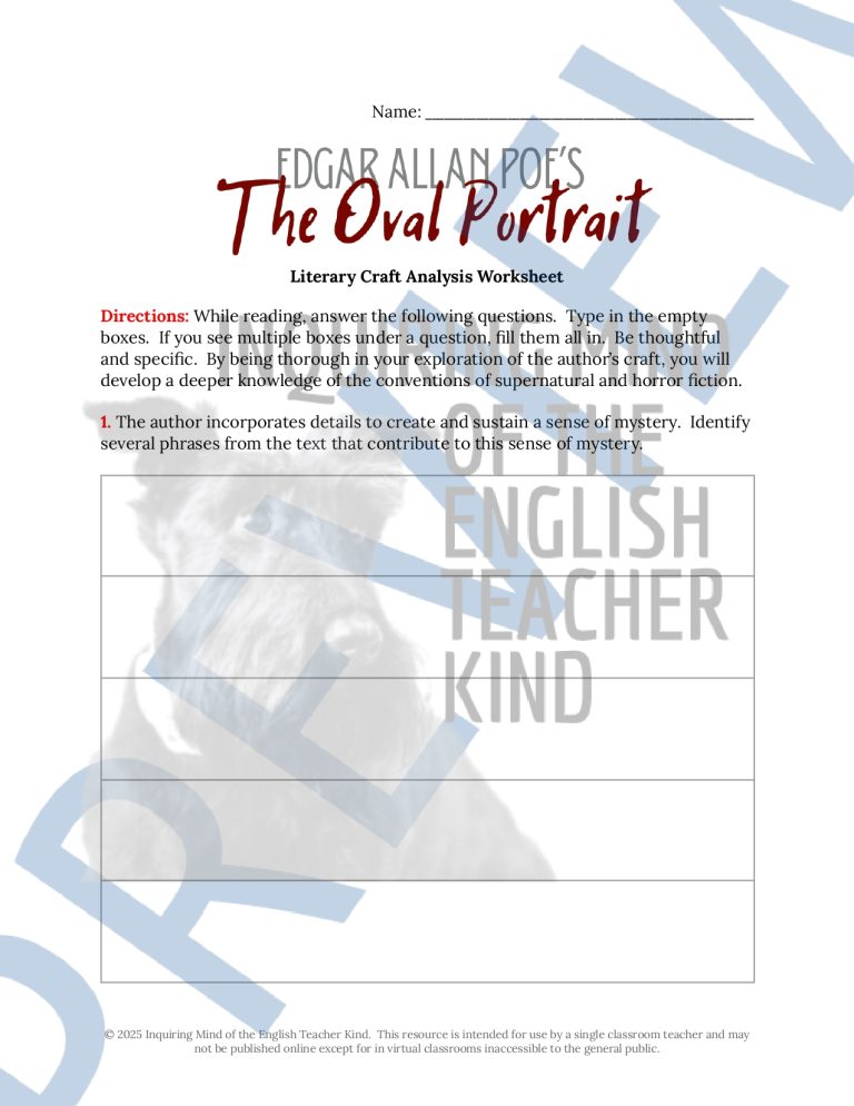 Edgar Allan Poe's Short Stories - Quizzes and Analysis Activities ...