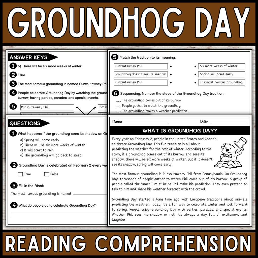 Groundhog Day Reading Comprehension Passages & Questions – Read Aloud ...