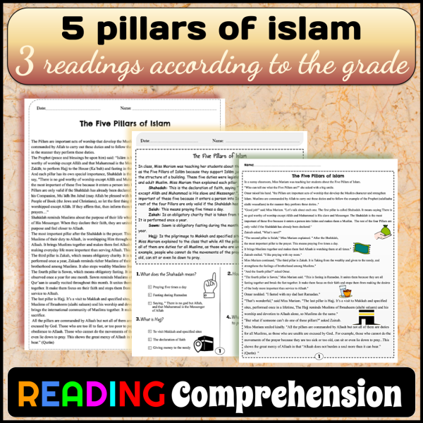 5 Pillars of Islam Reading Comprehension Worksheets by Grade Level ...