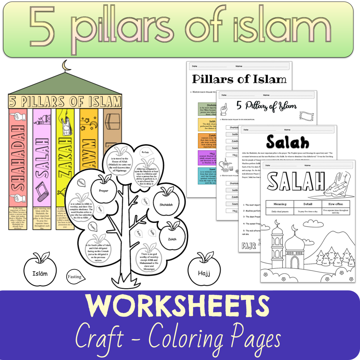 5 Pillars of Islam Reading Comprehension Worksheets by Grade Level ...