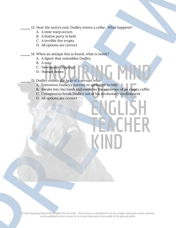 "The Tomb" by H.P. Lovecraft Quiz and Answer Key | Made By Teachers