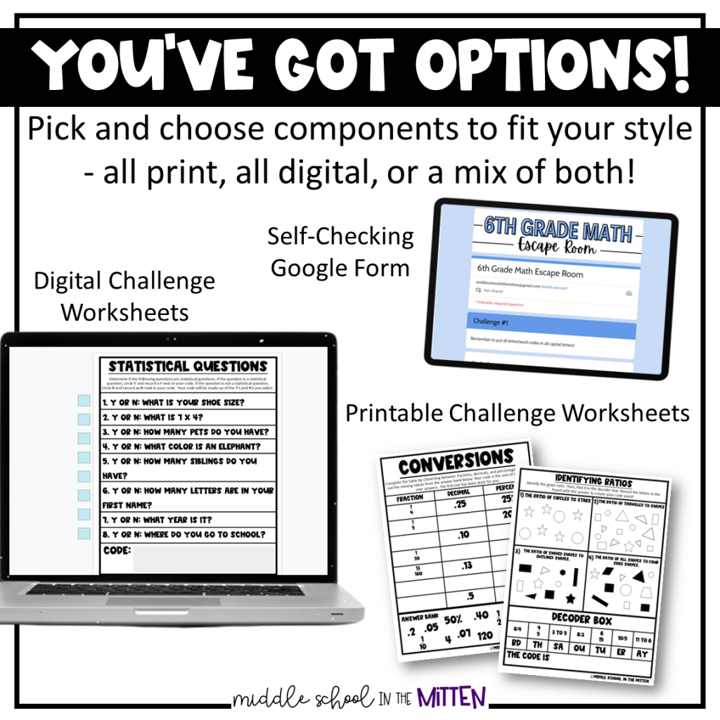 6th Grade Math Escape Room Year Round Review Back to School Activity ...