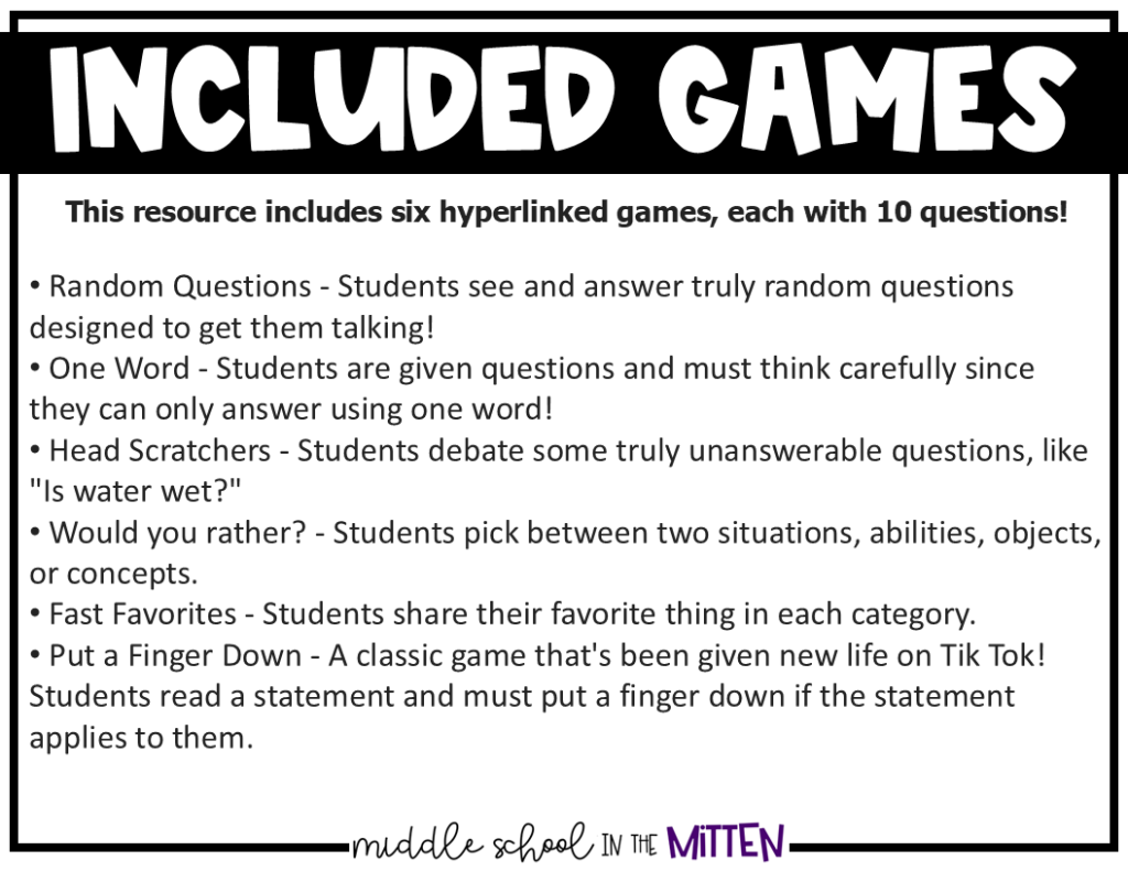 Back to School Interactive Games Digital Ice Breakers - Middle and High ...