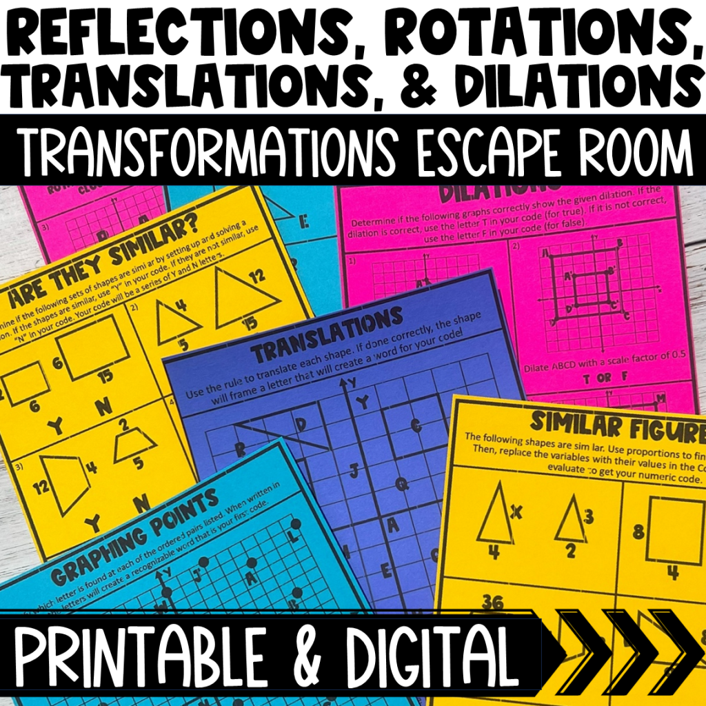 Transformations Review Escape Room - Digital Activity & Printable ...