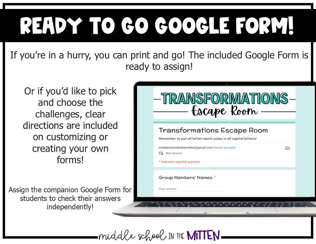 Transformations Review Escape Room - Digital Activity & Printable ...