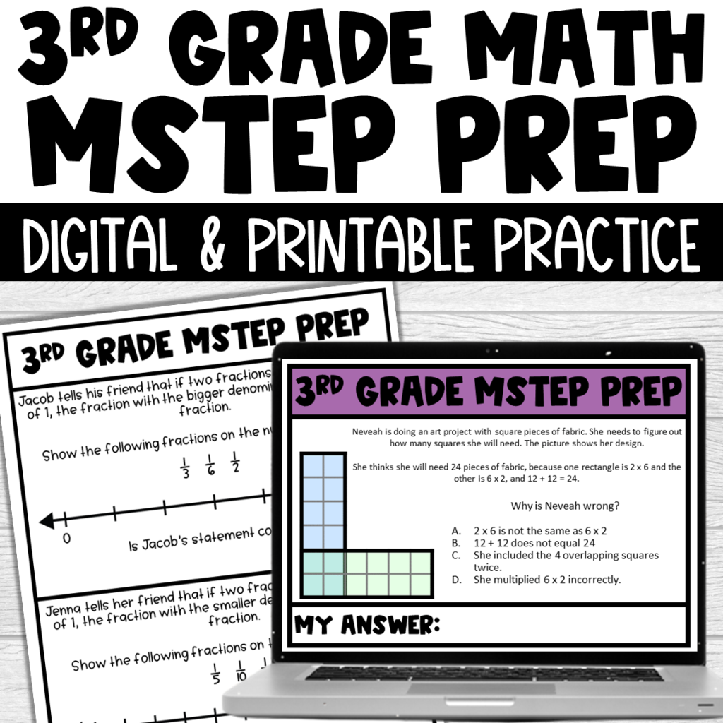 3rd Grade Math MSTEP Packet & Google Slides - Digital and Printable ...