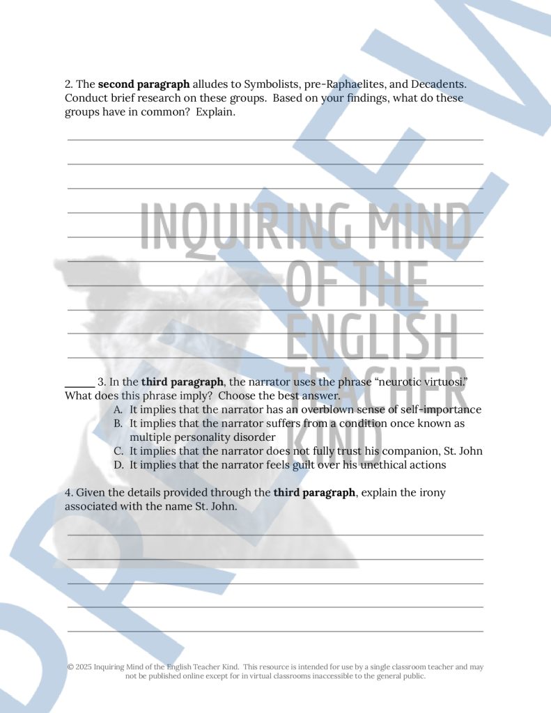H.P. Lovecraft's Short Stories - Quizzes and Analysis Activities ...
