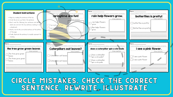 Springtime Circle and Fix Sentences | Made By Teachers