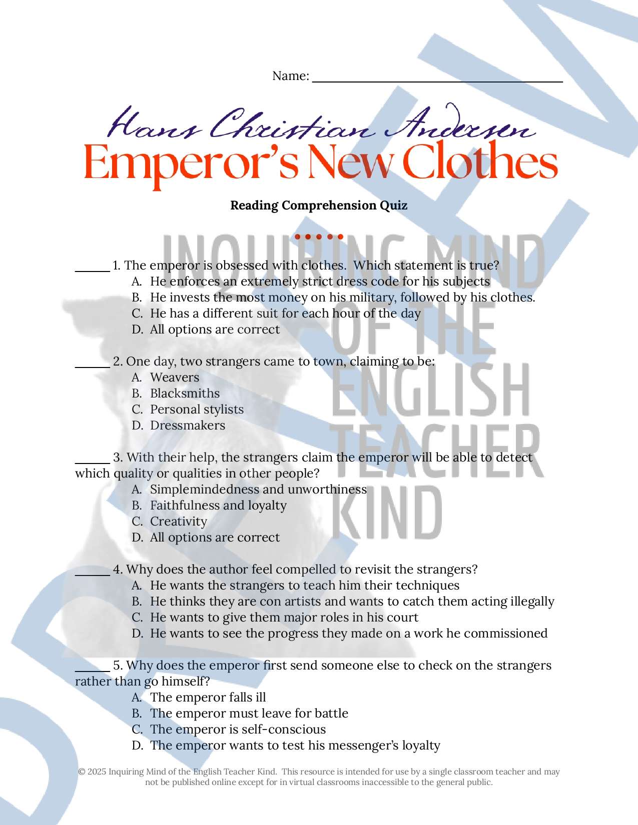 Hans Christian Andersen's Short Stories - Quizzes, Games and Analysis ...